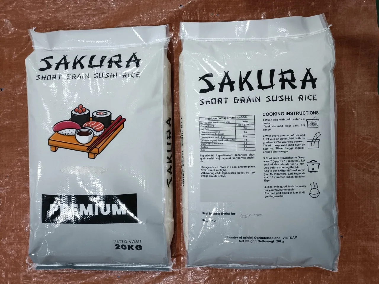 Vietnam Japonica Sushi Rice New Crop Sakura Bag 20kg,Round Rice,High ...