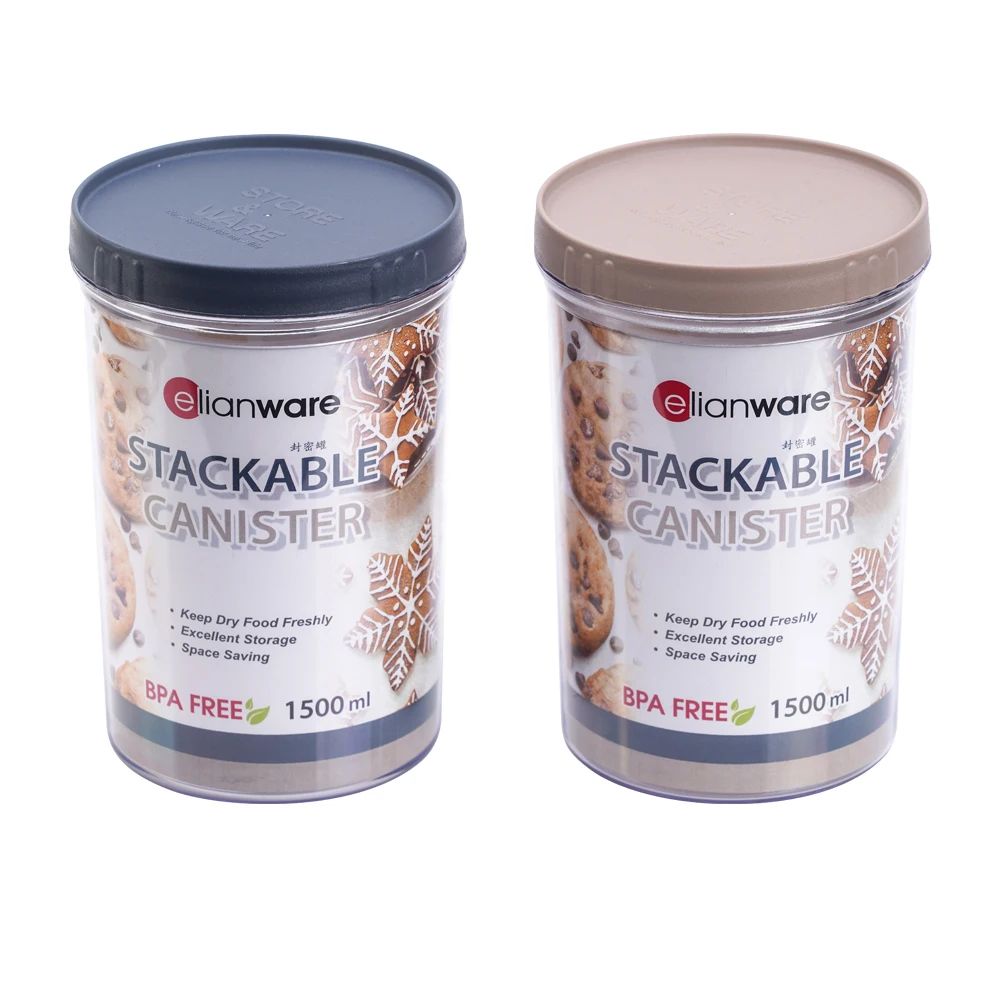 Elianware Stackable Transparent Clear Body Plastic A.s. Tall Canister ...