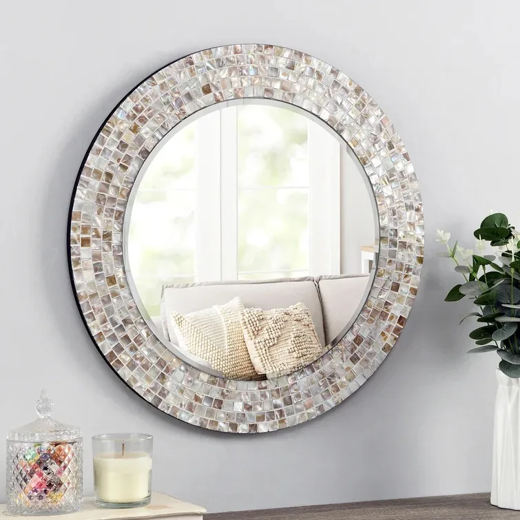 Best Collection Capiz Shell Mirrors Frame Light Wall Salon Mirror ...