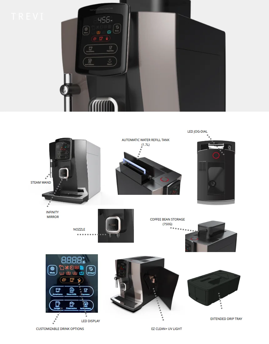 TREVI Lilac Grey Espresso Machine - Perfect for Home & Travel