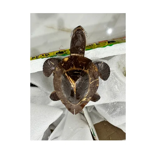 Coconut Shell Handmade Crafts Handcarved Turtle Figurine Unique Carving ...