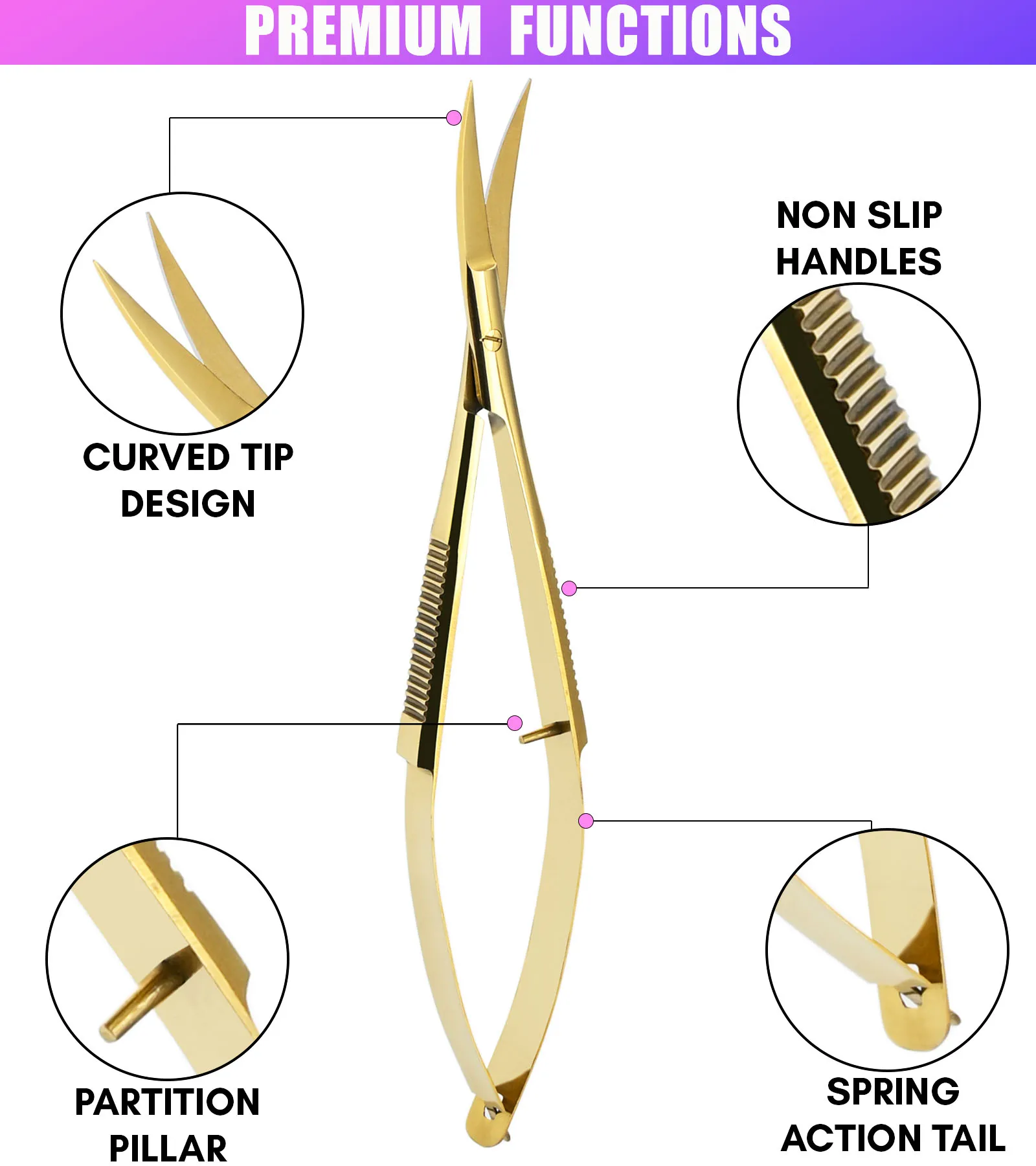 Hot Selling eyelash scissors stainless steel spring action russian ...