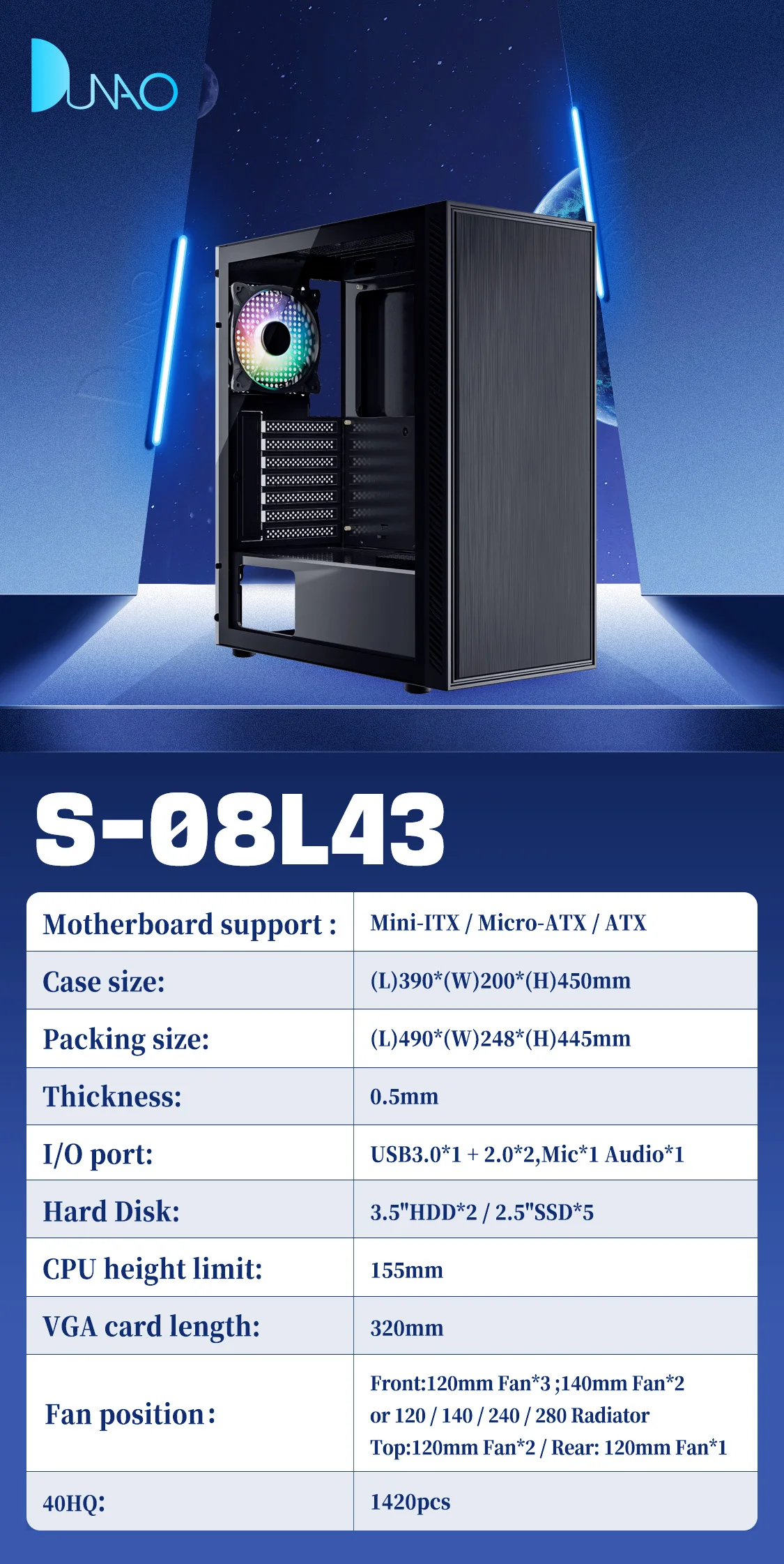 Normal Design Atx Gaming Case Full Tower Gaming Pc Case Tempered Glass ...