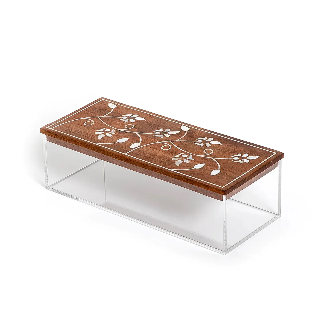 Custom Acrylic Chocolate Box With Wood & Mother Of Pearl Inlay Lid At ...