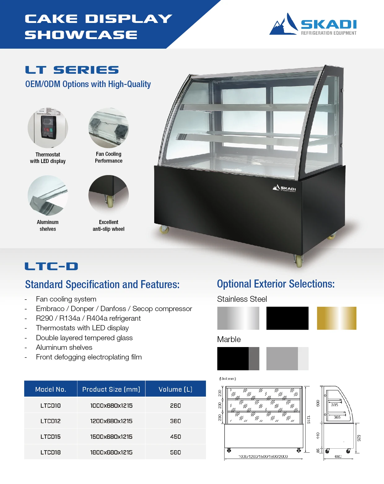 Refrigerated Display Cake Cabinet Case Door Open Mini Countertop Salad ...