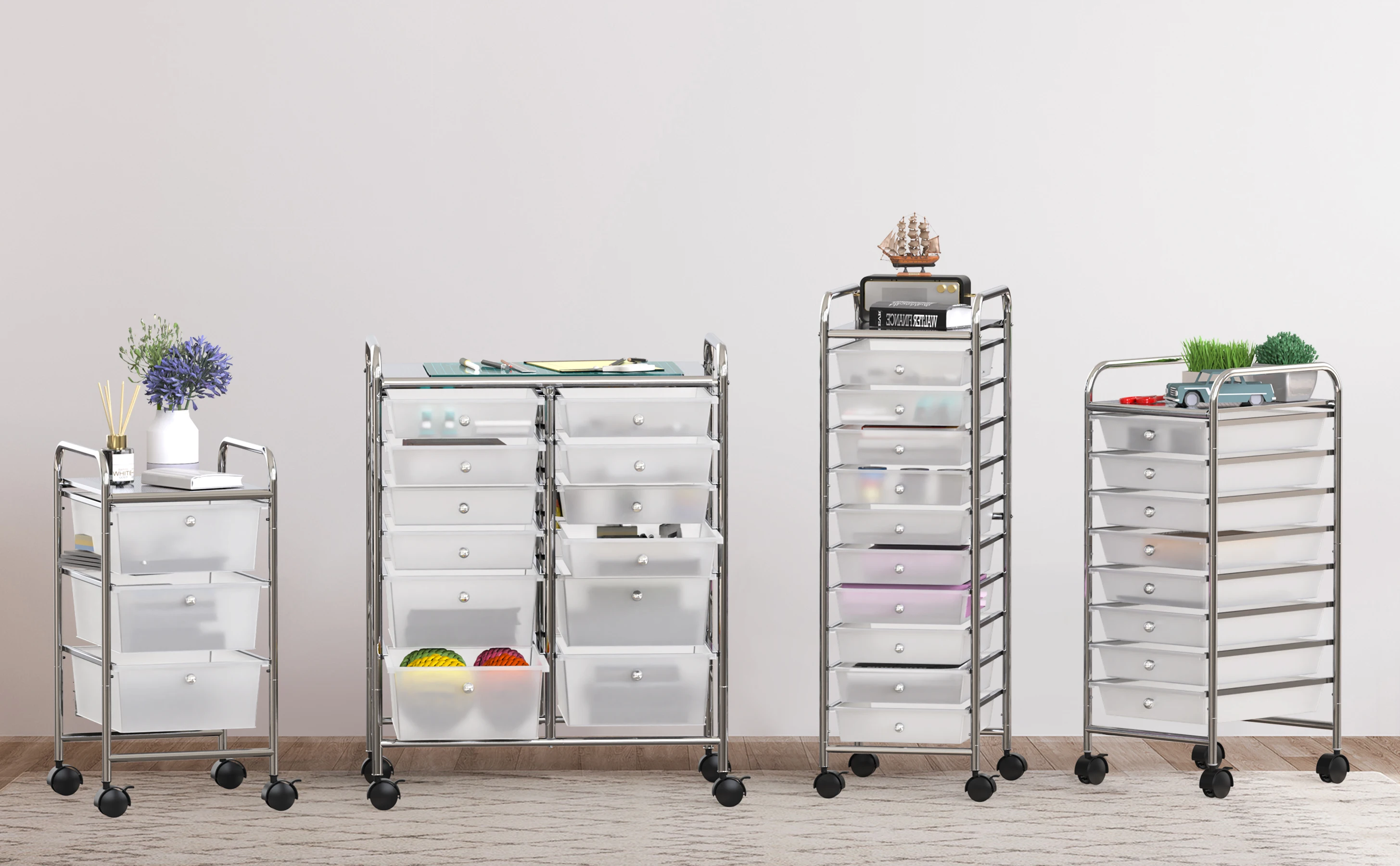 8 Drawer Mobile Utility Rolling Multipurpose Organizer Storage Cart ...