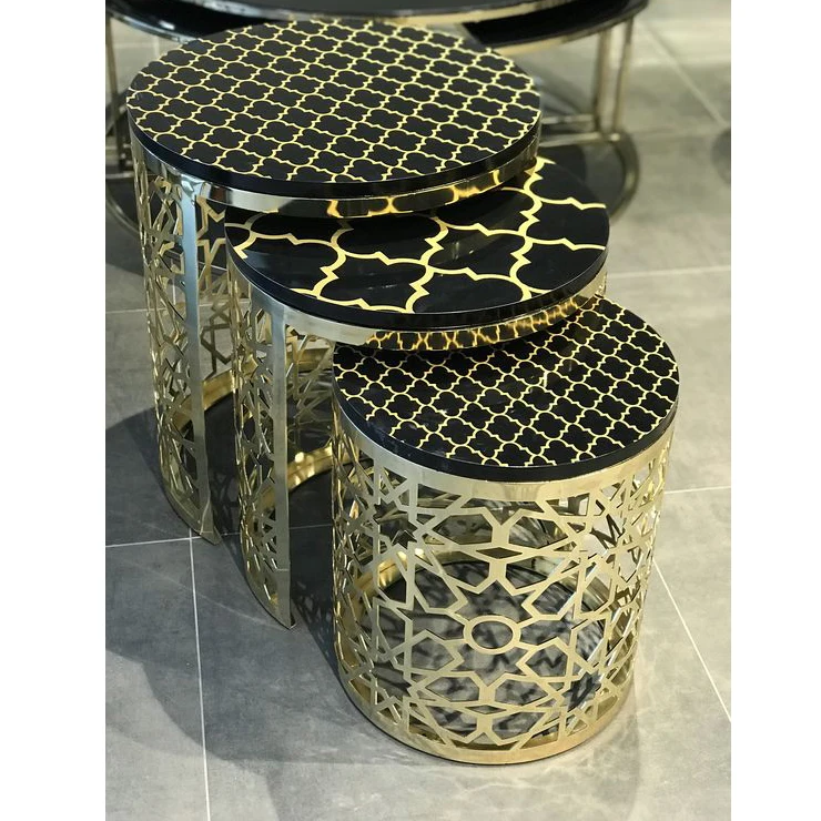 Bespoke Metal PVD Coated Side Tables Set/3 Modern Luxury Design Elegant ...