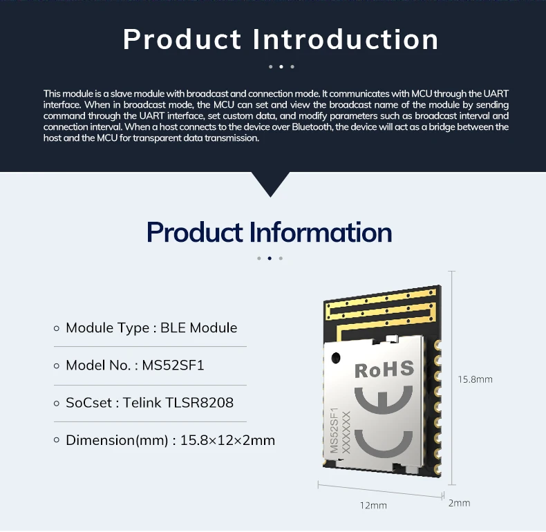 Bluetooth Module Low Energy Bluetooth 5.0 Ms52sf11 Module Master-slave ...