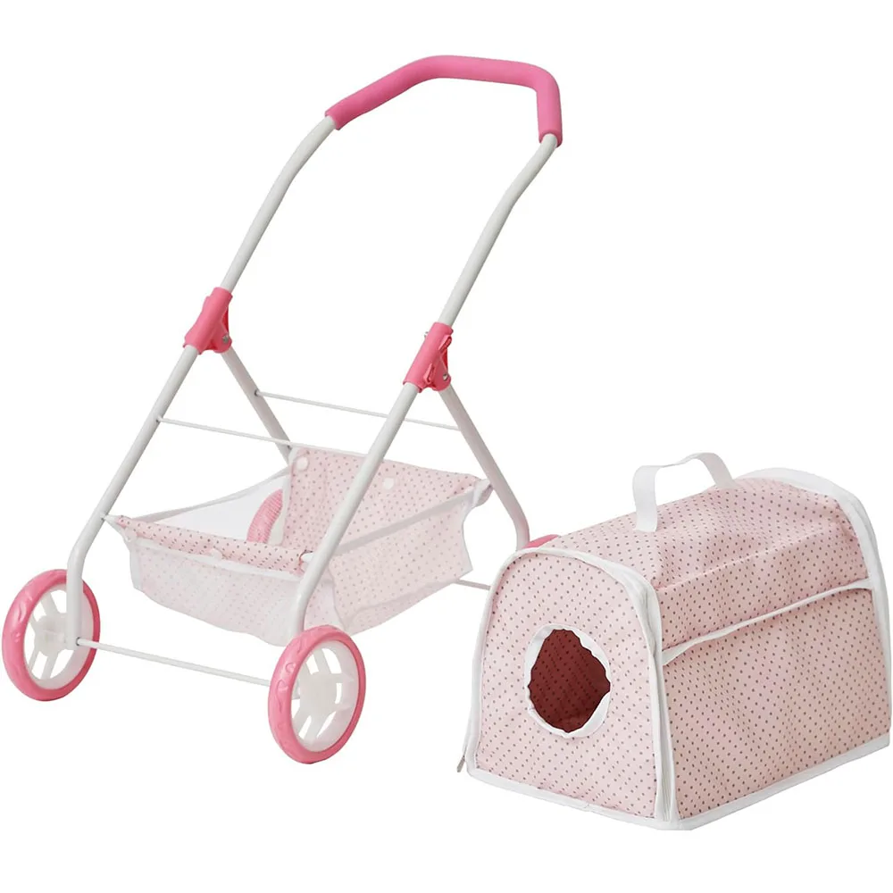 Polka Dots Princess Stuffed Animal Stroller Detachable Toy Pet Carrier ...