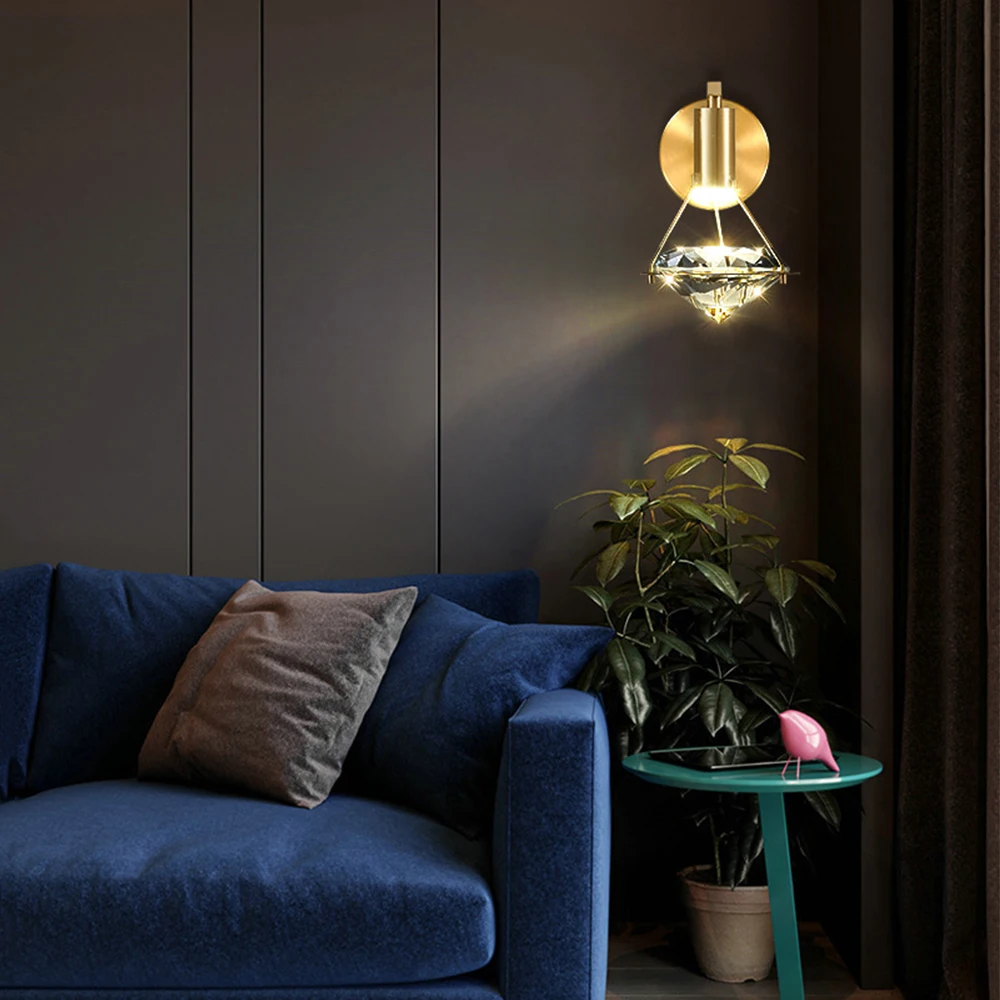 Modern Luxury Rhombus Crystal Wall Light - Elegant LED Wall Sconce for ...
