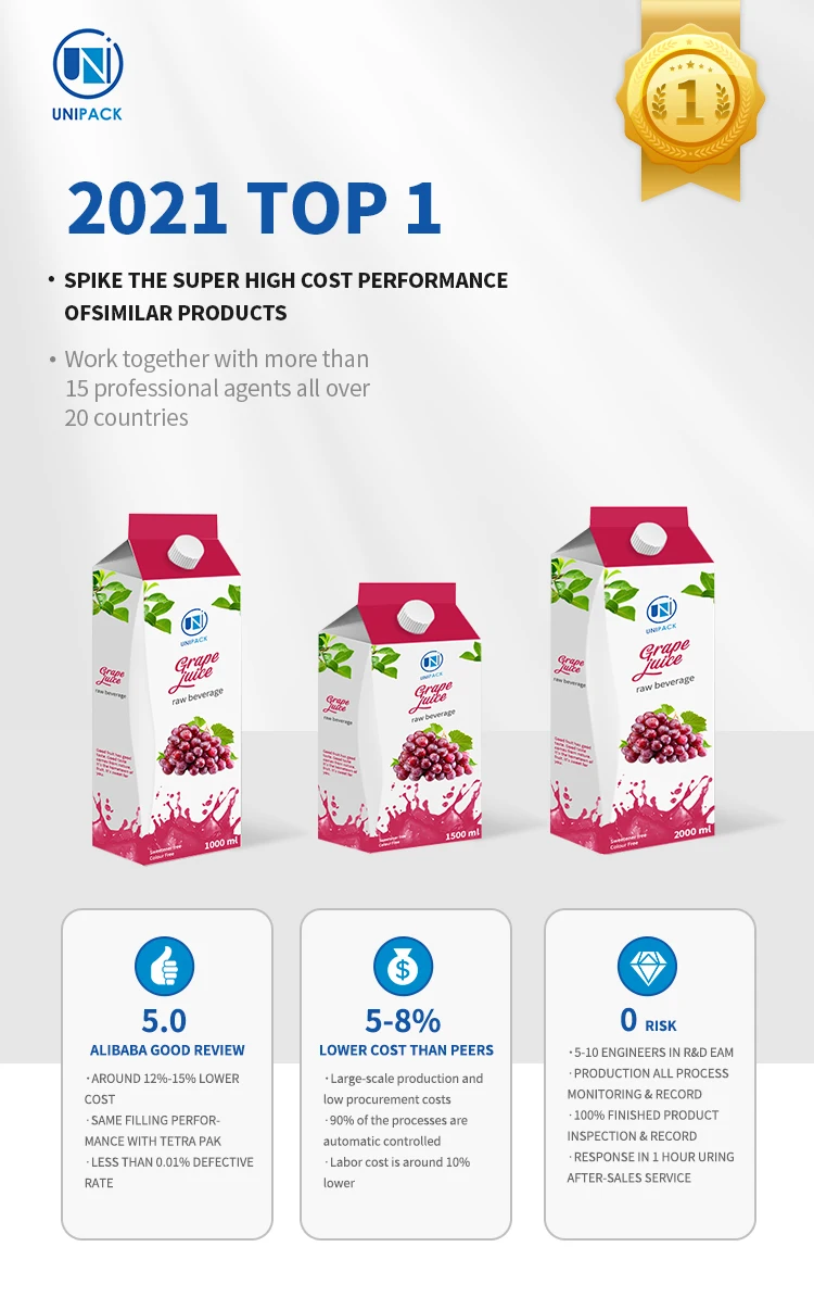 Unipack 1l 1.5l Aseptic Gable Top Carton Food Grade Fill Seal Yougurt ...