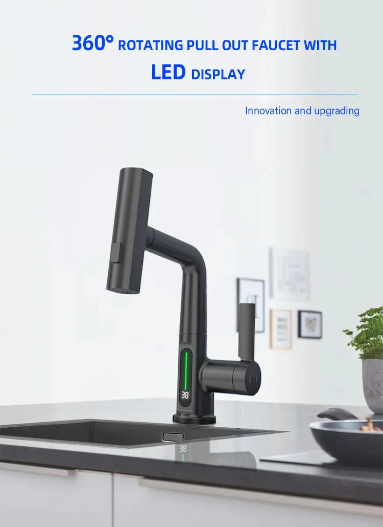 360 Degree Faucet Toilet Faucet Led Digital Hotel Basin With Hot And ...