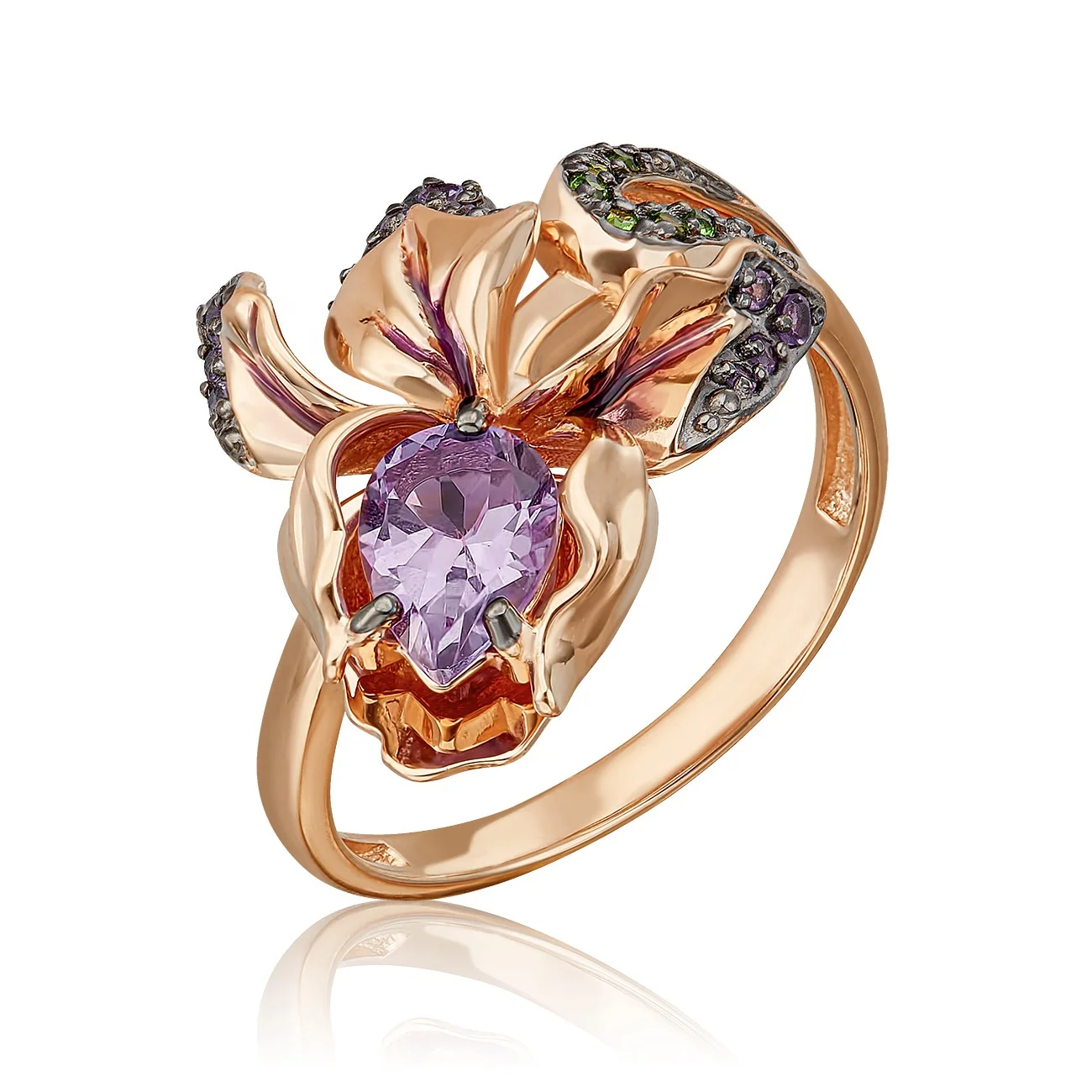 Fantasy Unique Ring 14k Solid Rose Yellow White Gold Garnet Amethyst ...