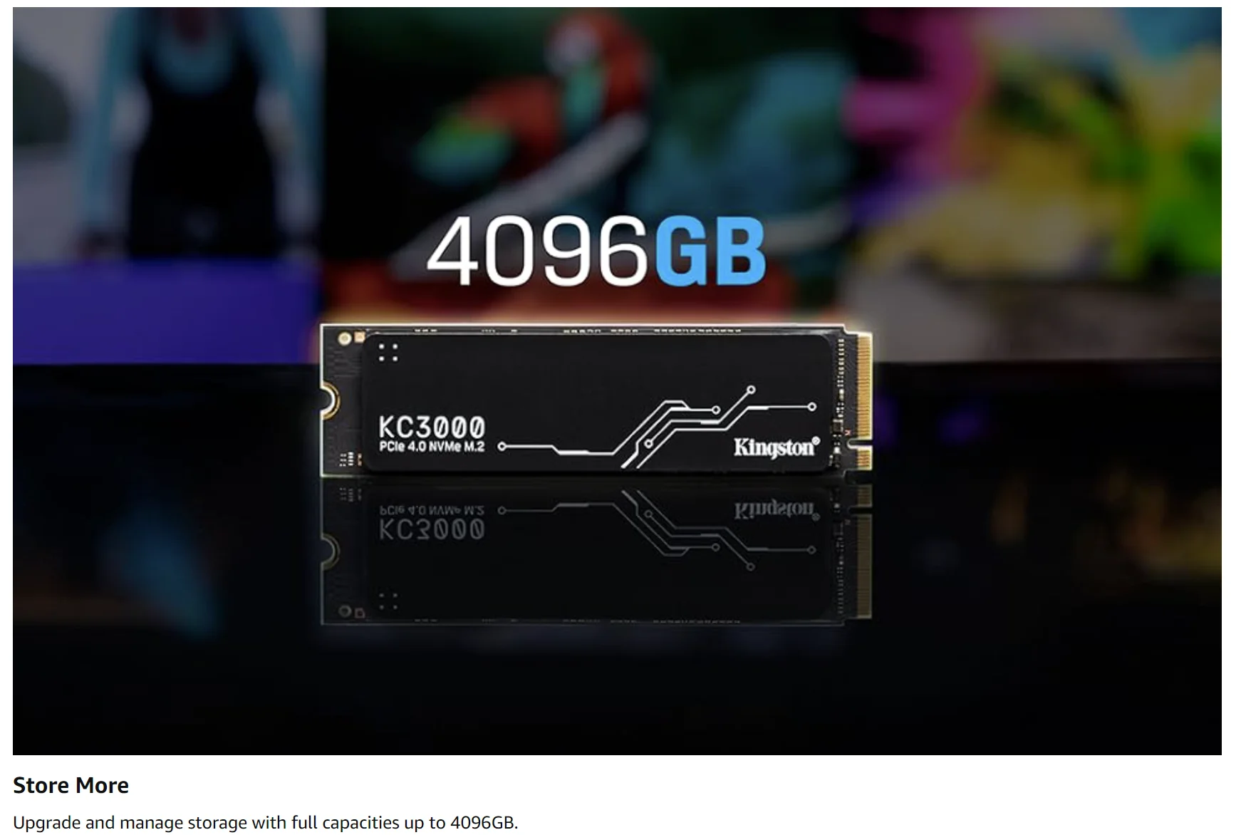 Kingston 4096 GB KC3000 PCIe 4.0 NVMe M.2 SSD - High-Performance ...