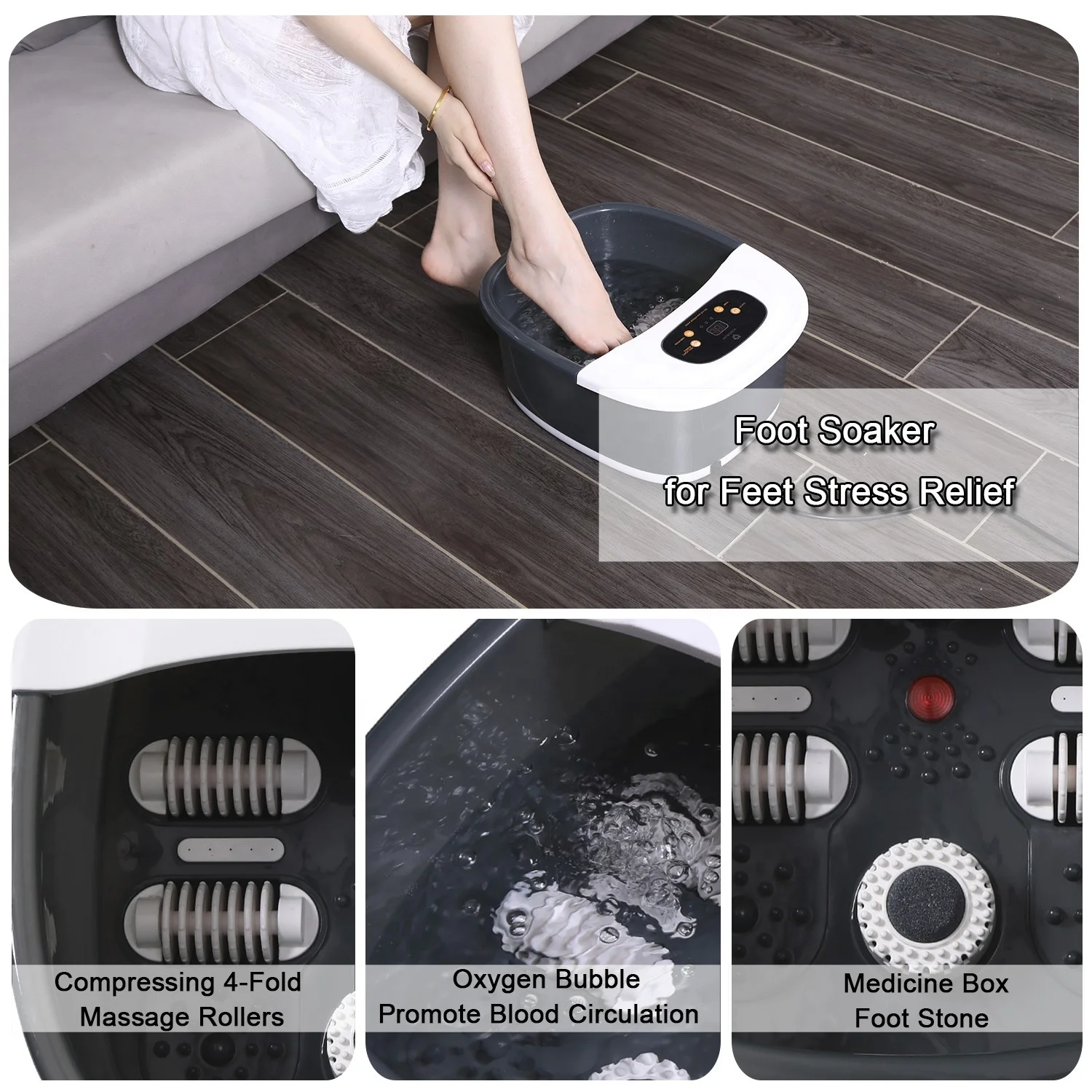 Portable Shiatsu Relaxing Massage Multifunction Foot Spa Bath Massager ...
