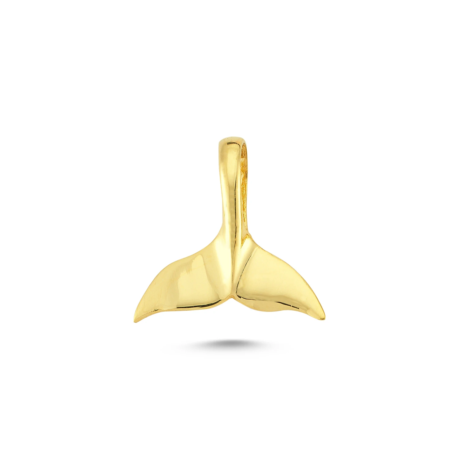 Shark Whale Tail Merlin Fish Charm Necklace 14k Gold