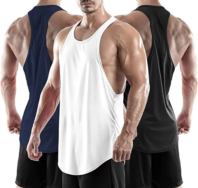 Men's Y Back Muscle Fitness Stringer Tank Top Bodybuilding Workout Vest ...