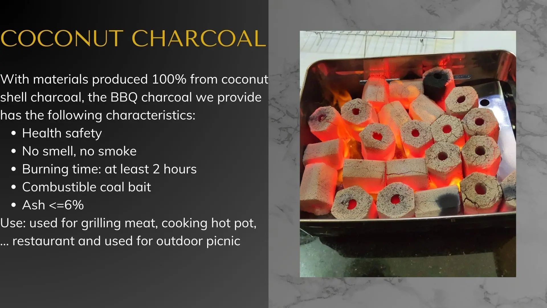 Shell Charcoal Barbecue Briquettes Export Quality Coconut Shell ...