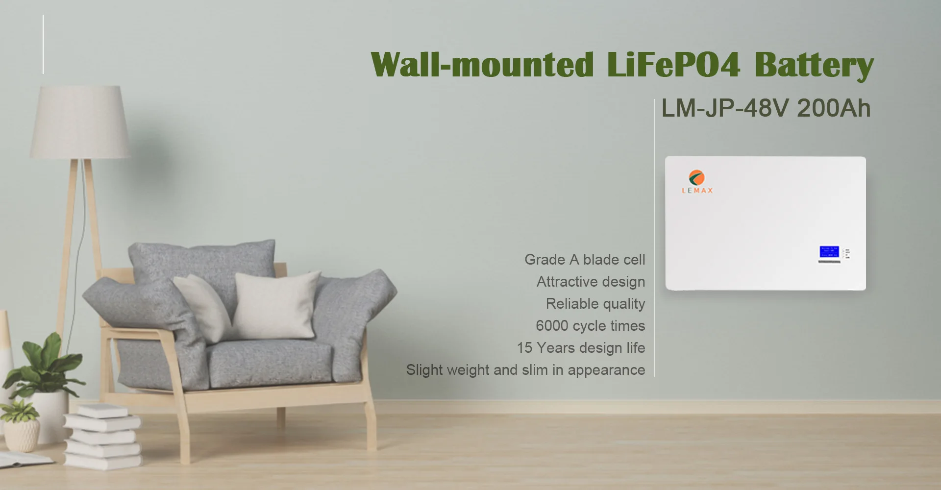 48v Wall-mounted Battery Lithium Solar Energy System Battery Lifepo4 ...