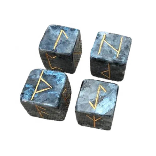 Larvikite Square Cube Crystal Rune Set Natural Wicca Energy Stone For ...