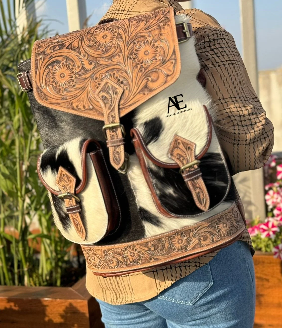 New Arrival Western Stylish Hand Tooled Hair On Cowhide Leather ...