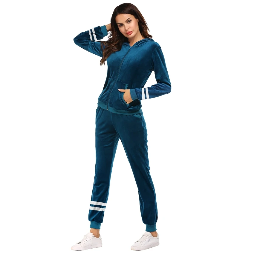 High Quality Aoyema Fashion Custom Velour Lady Tracksuit For Women Crop ...