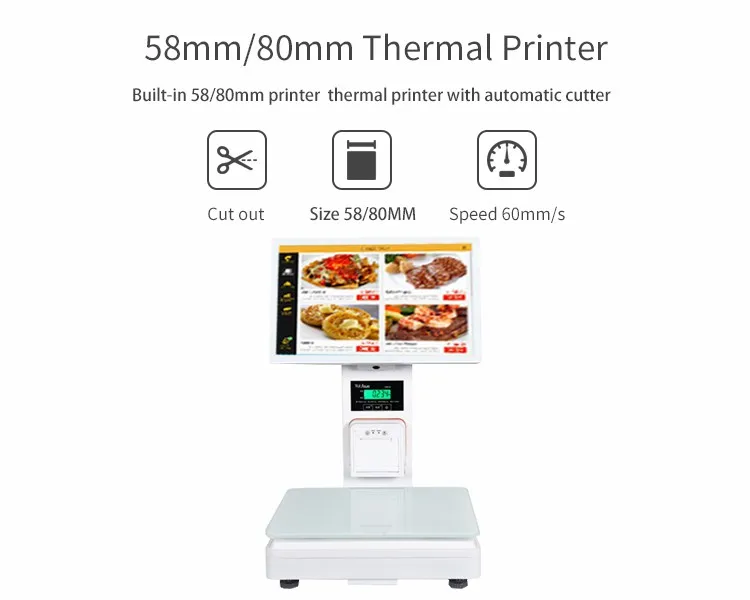 Ai Pos Scale Terminal Smart Recognize Food Touch Screen Scale 15.6 Inch ...