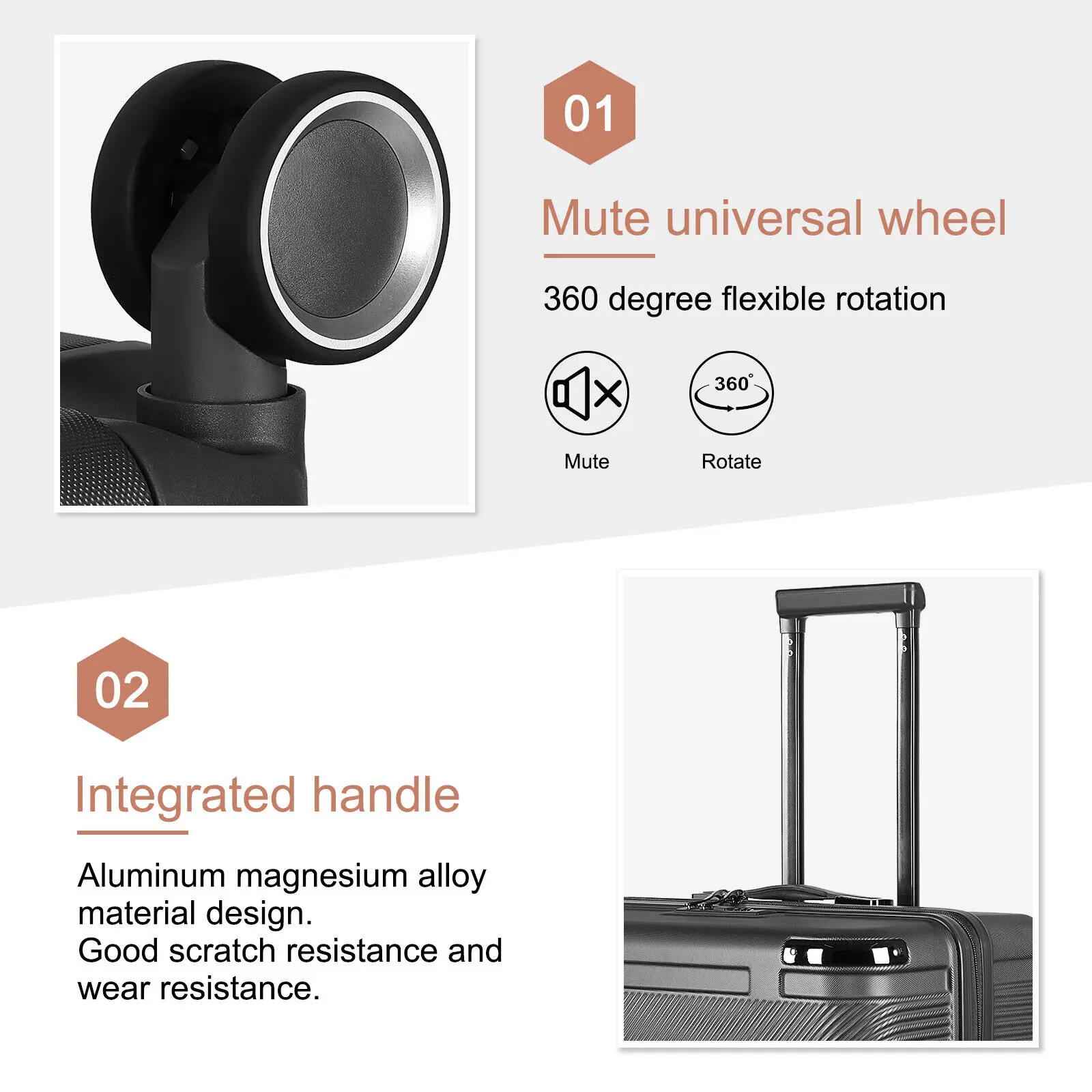 Rideable Travel Suitcase Abs Luggage Trolley Bag With Big Wheels Travel ...