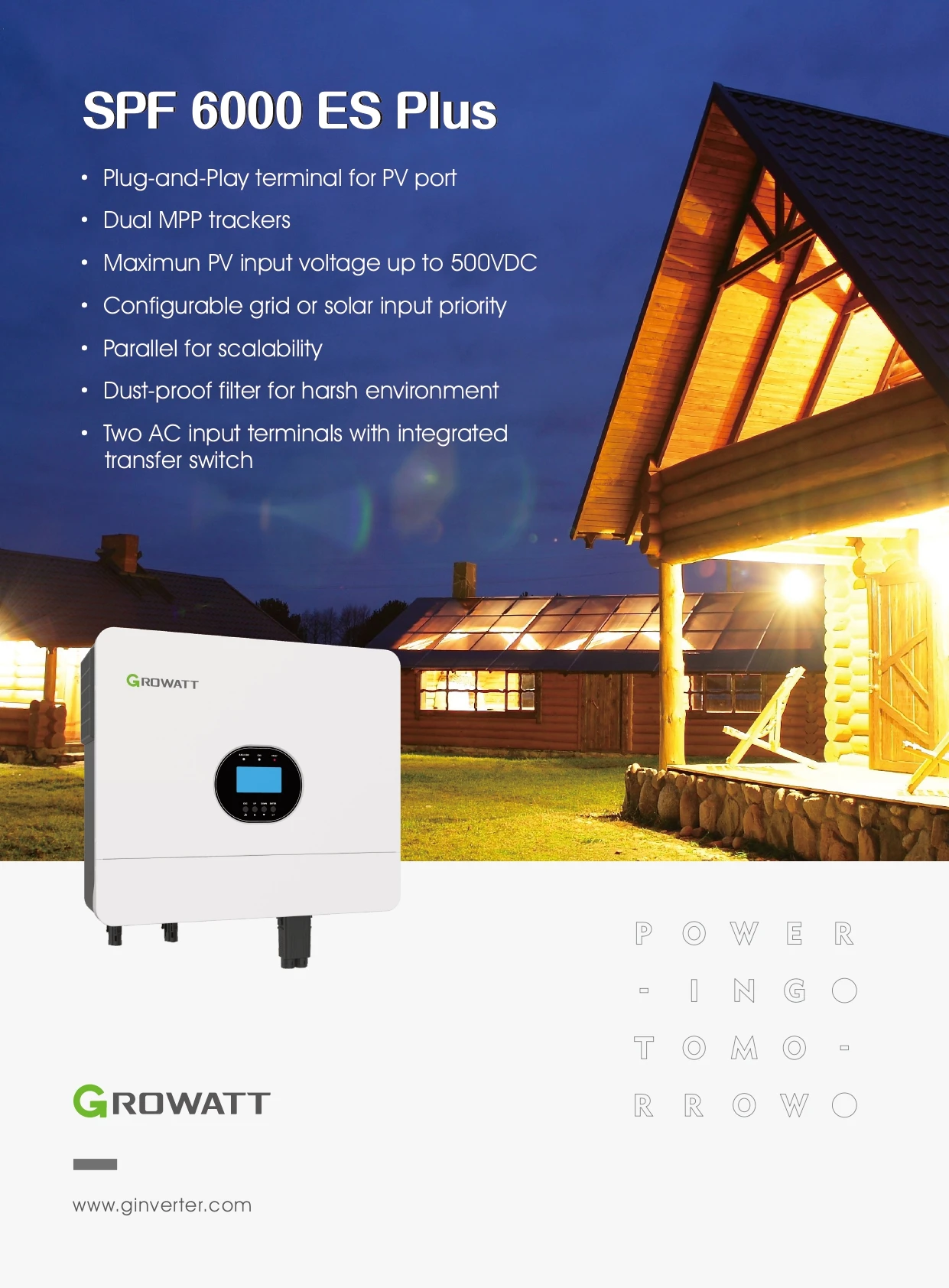 Growatt Spf 6000es Plus Off Grid Ibrido 48v Inverter For Lithium Ion Battery For Home Storage ...