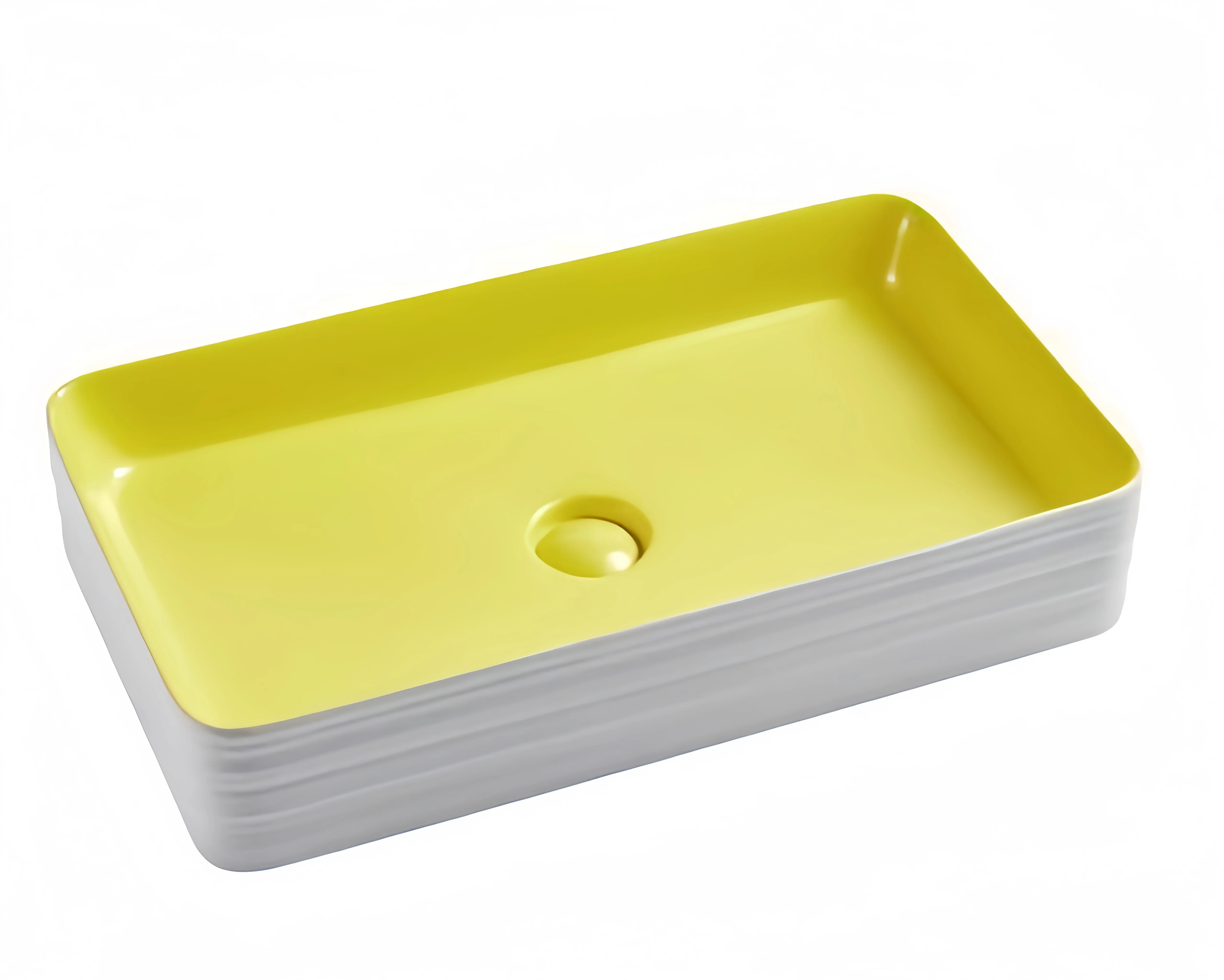Lively Lemon Yellow Color Art Basin - High Quality Glaze