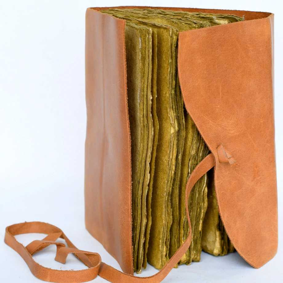 Handmade Antique Deckle Edge Paper - Leather Sketchbook - Book Of ...
