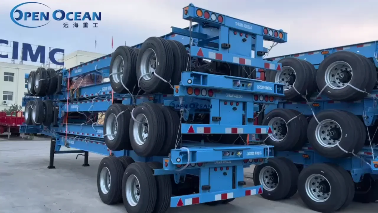 Detachable 3 Axles Semi Trailer 40ft 40 Tons Skeleton Chassis Truck Container Flatbed Trailer ...