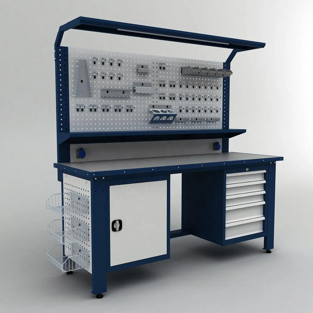 Steel Workshop Desk with Perforated Panel| Alibaba.com