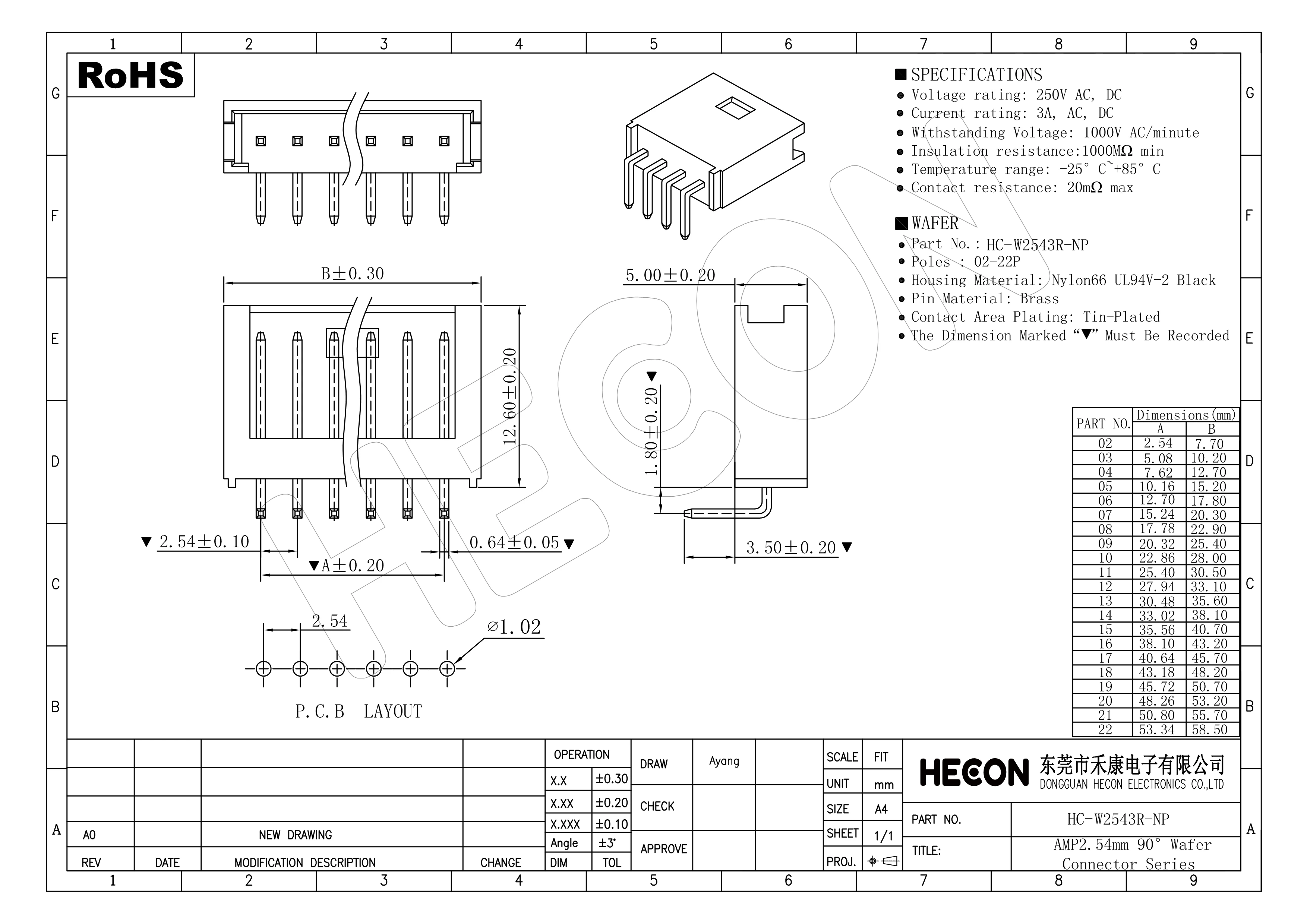 Wafer Housing Terminal Connector Series 2.54mm Pitch 2543 Connector 4 Pin Black Receptacle ...