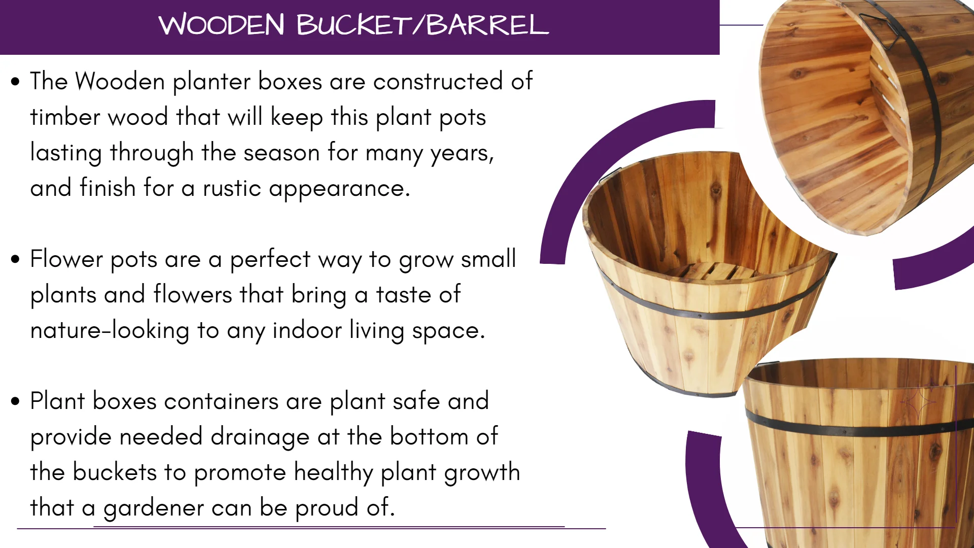 Wholesaler 100% Acacia Wooden Barrels Planters And Flower Bucket With ...