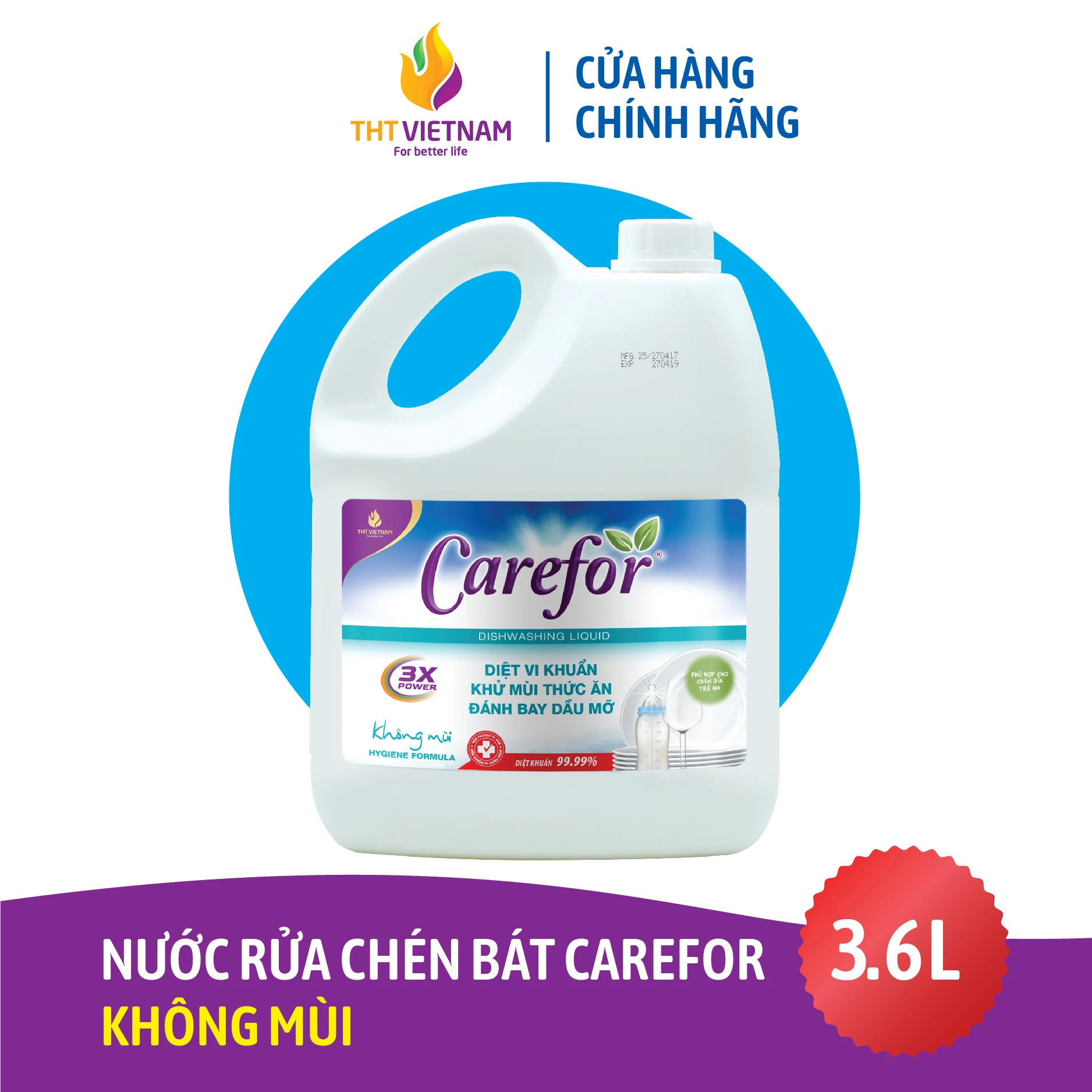 Carefor Blue Dishwashing Liquid 3600ml Deodorizing Natural Ingredients ...