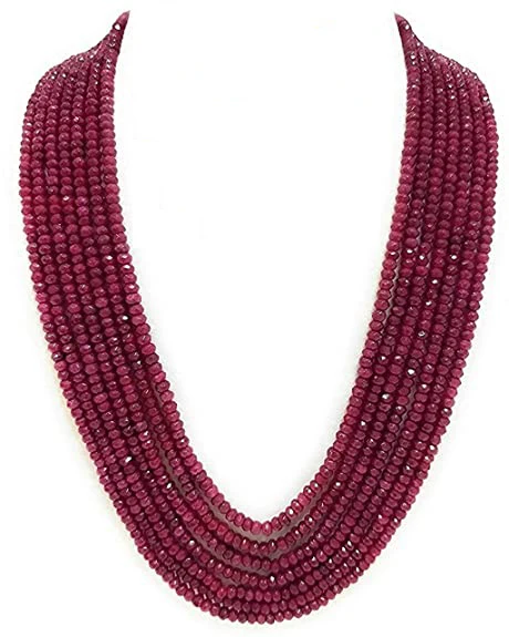 Luxury 7 Layered ruby necklace red onyx fashion jewelry natural stone ...