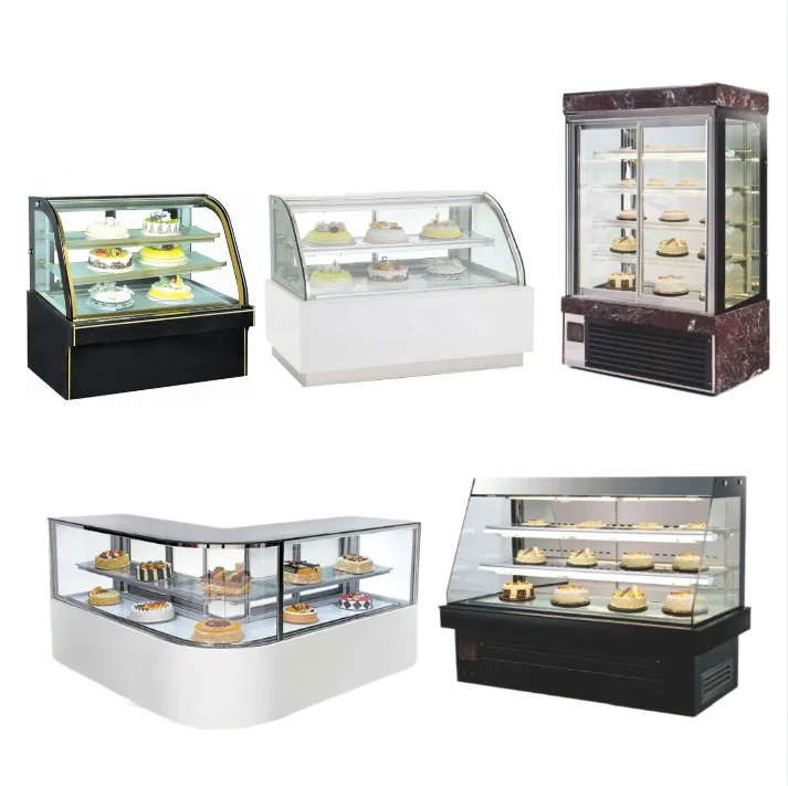 Bakery marble glass food pasty cake bread refrigerator showcase display ...