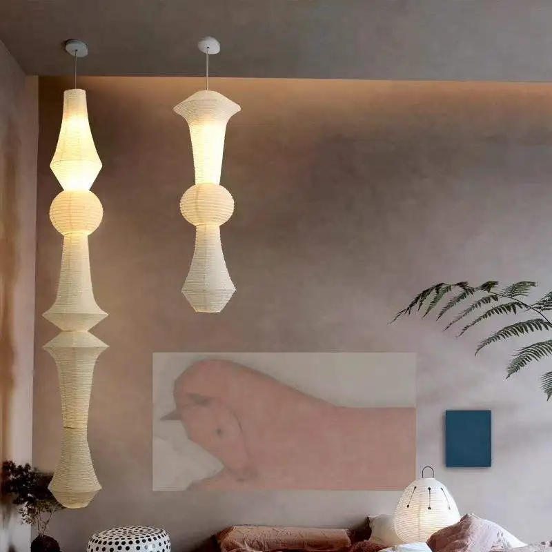 Nordic Wind Rice Paper Led Pendant Lights Living Room Bedroom Corner ...