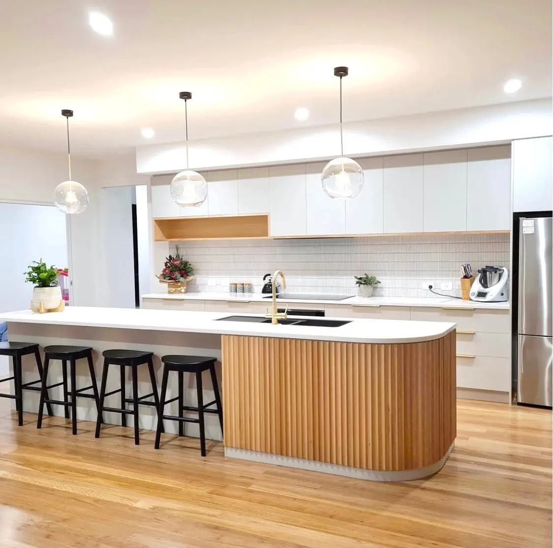 Realgres Luxury Modern Modular Kitchen Design Wooden Furniture Pvc Door ...