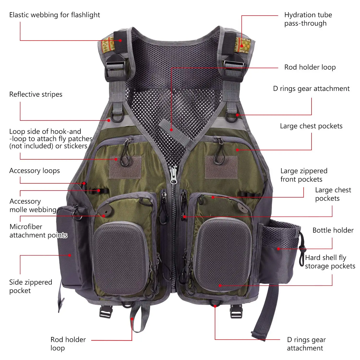 Adjustable Multi Pocket Vest For Outdoor Sport Hunting Fishing ...