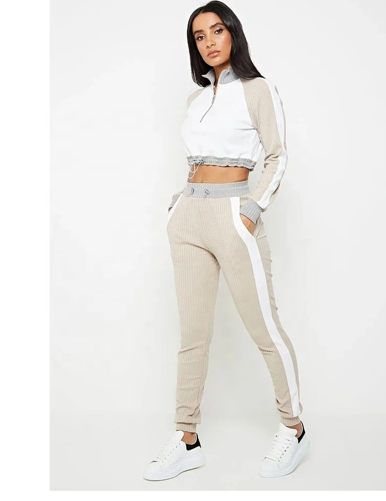 Jogging Wear Women Crop Top Tracksuit Breathable Long Sleeve Tracksuit ...