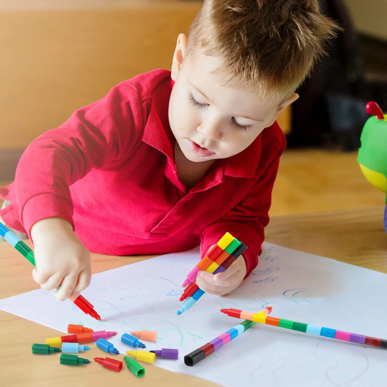 12 Color Square Stacking Crayons Assemblable Children Diy Graffiti ...