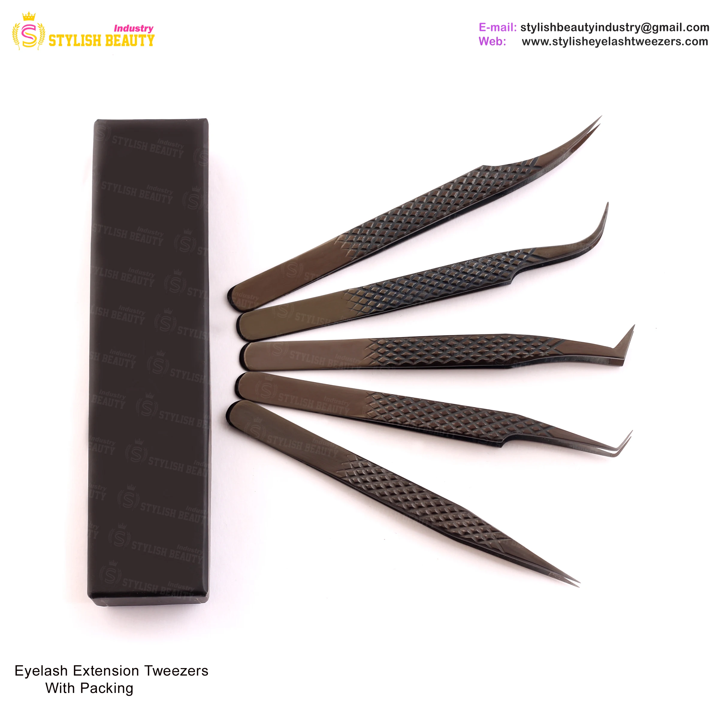 Boot Volume Diamond Grip Fiber Tip Eyelash Tweezers Stainless Steel