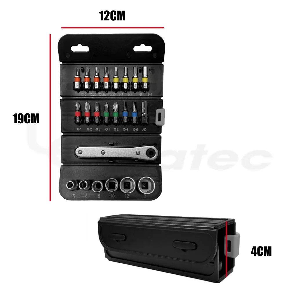 23 PCS 1/4"DR Mini Ratchet Wrench and Bit Socket Set Adapter