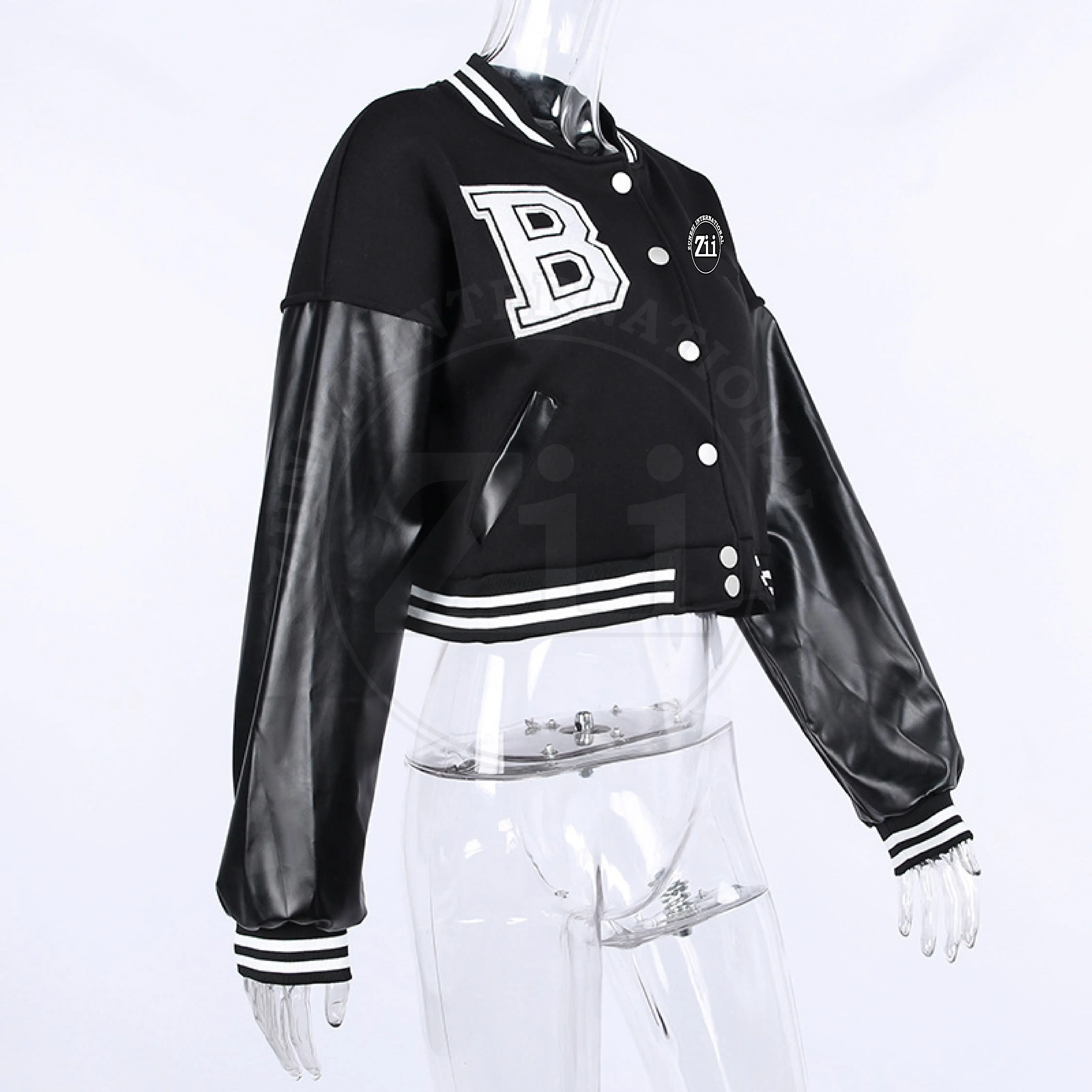 Women's Trendy Oversize Varsity Jacket Casual Leather Baseball Coat ...
