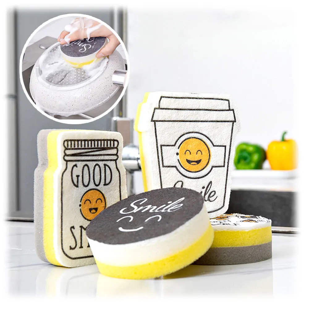 Spifit Eco-friendly Sponge Happy Face Smile Scouring Pads For Household ...