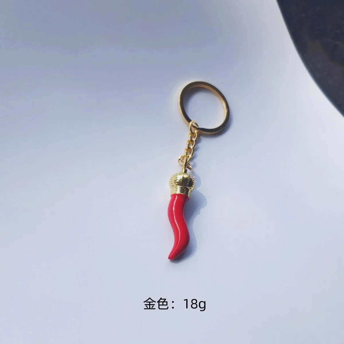 Alloy Enamel Chili Pepper Keyring Charm - Red Horn Pendant
