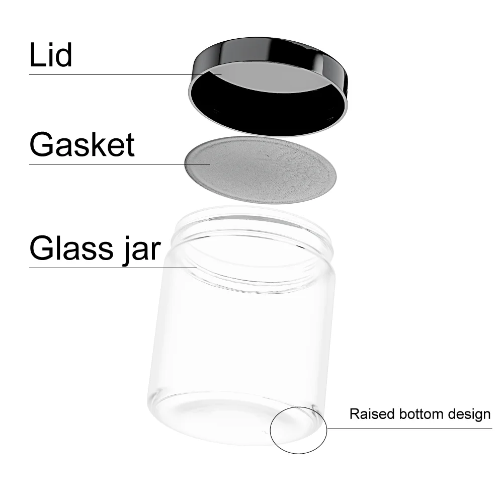 6oz 180g 180ml Glass Jar With Round Lid For Health Food Packing Luxury ...