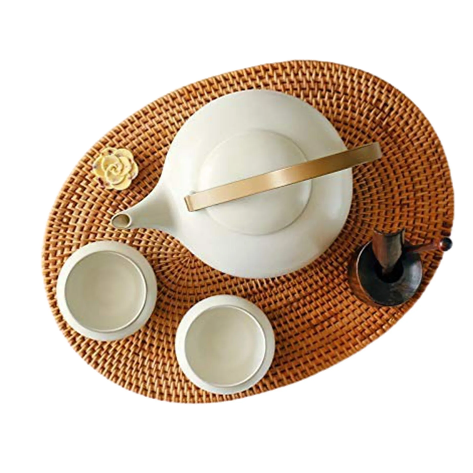 Wholesaler Dinner Table Decor Round Rattan Placemat Coaster Handwoven ...